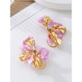 2pcs Asymmetrical Oversized White Pink Floral Earrings With Goldtone ...