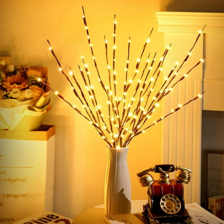 2 Pack LED Branch Lights Battery Powered Willow Twig Lighted Branch ...