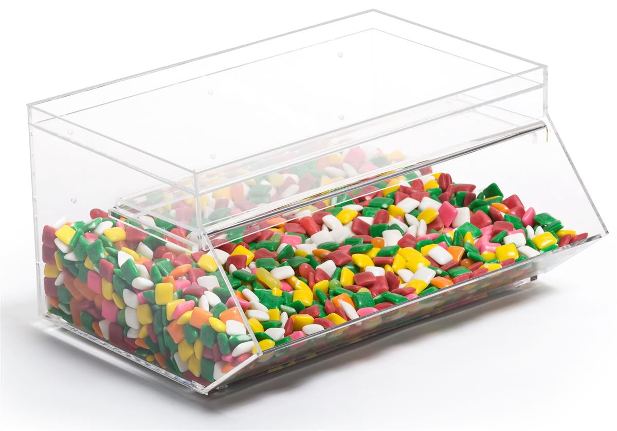 Clear Acrylic Candy Bin With Sliding Door, Stackable, Frameless Design ...