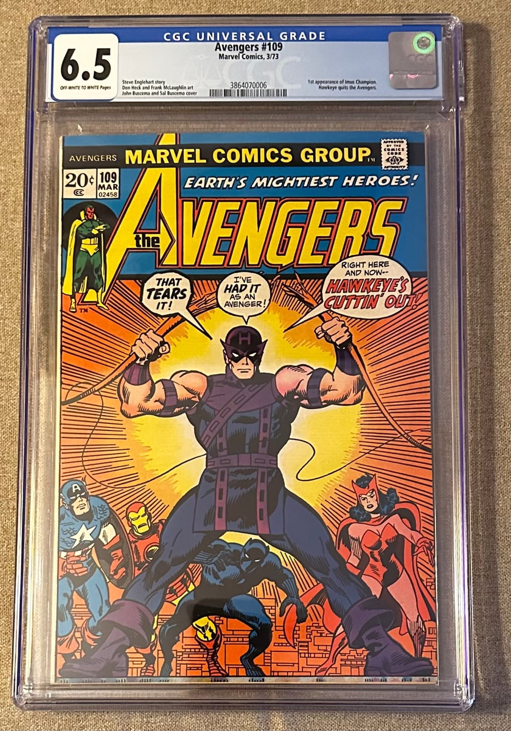 Avengers #109 - CGC 6.5 Comic Book - Walmart.com