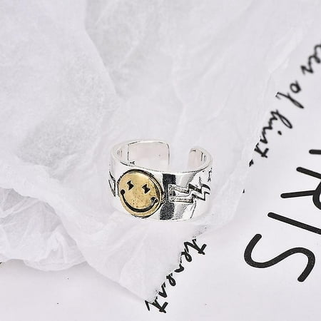 Smiley Face Ring Open Rings,adjustable Wide Smile Knuckle Ring Happy Smiling Rings | Walmart Canada