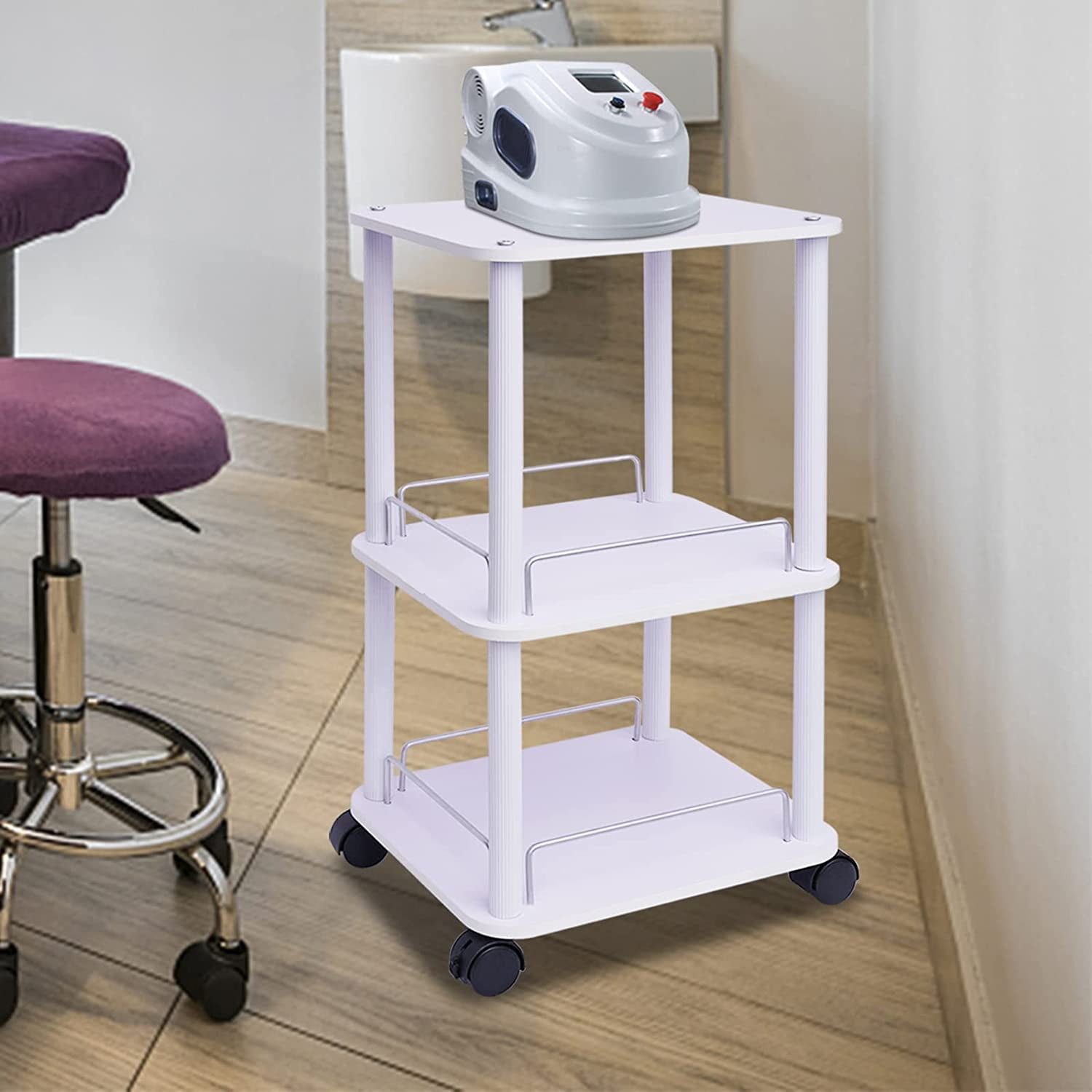 Miumaeov 3-Tier Salon Cart, Beauty Salon Trolley Cart Pedestal Rolling ...