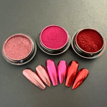 8 Jars Chrome Nail Powder Mirror Effect Holographic Aurora Iridescent ...