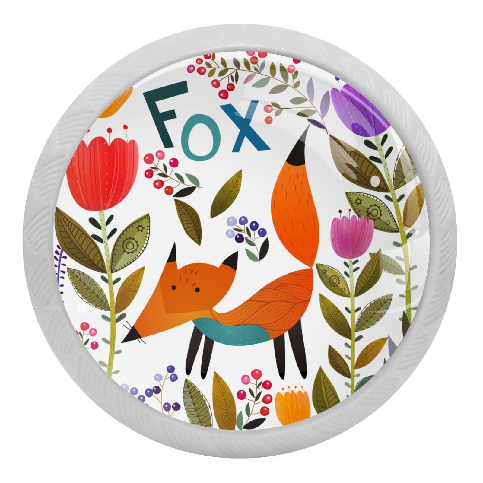 4PCS Round Fox Cabinet Fluorescence Knob Glowing in the Dark Furniture ...