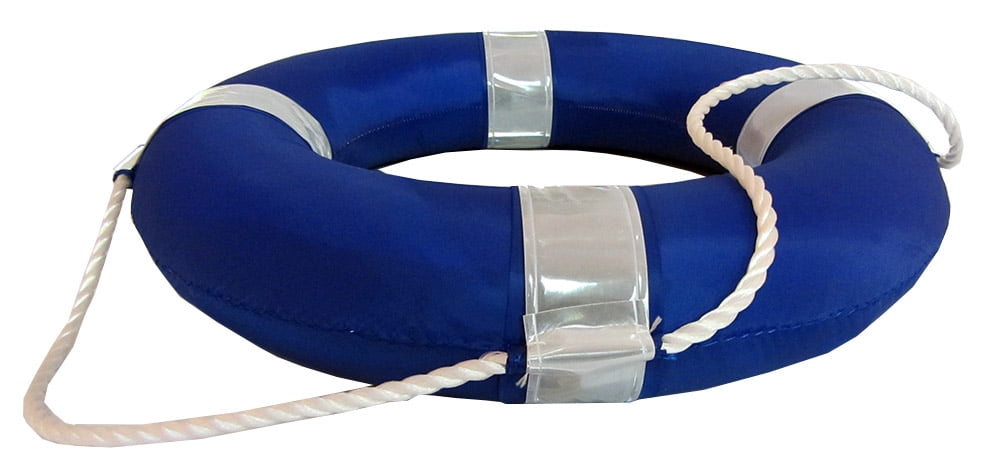 Blue and White Foam Ring Buoy for Swimming Pools 19 inch with Perimeter ...