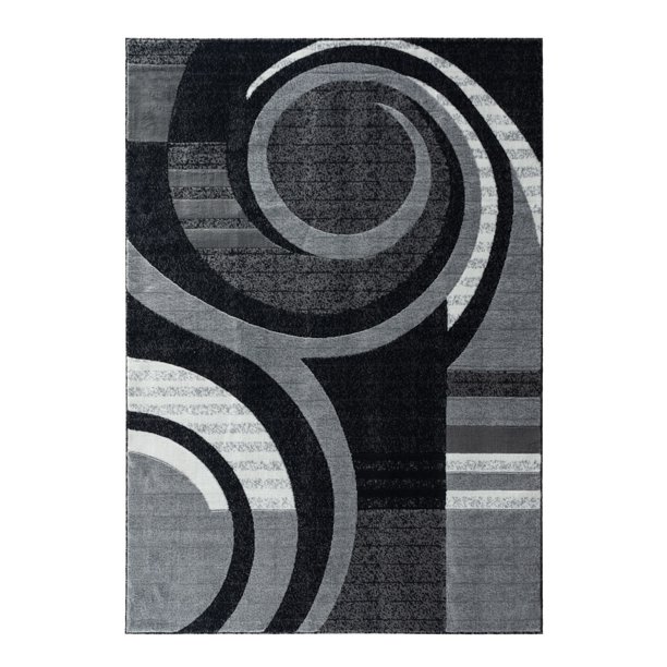 RUG AND DECOR Newport Collection Modern Abstract Design Area Rug Black ...