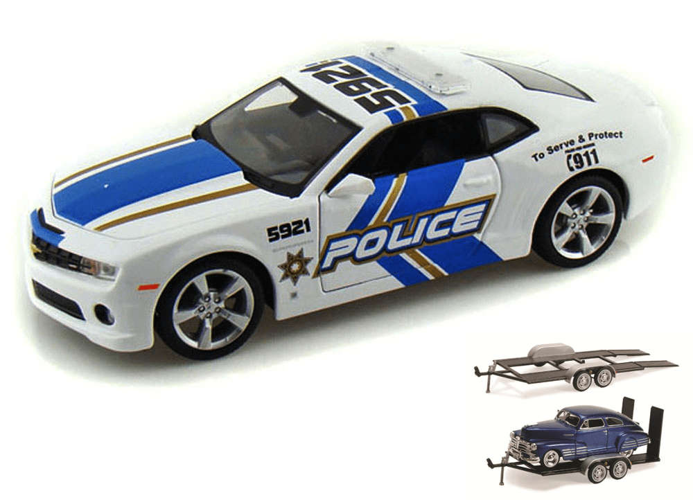 Diecast Car & Trailer Package - Chevy Camaro SS RS Police, White ...