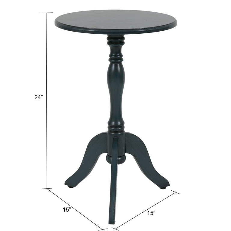 Decor Therapy Simplify Round Pedestal Accent Table 24 x 15 x 15 Antique Navy