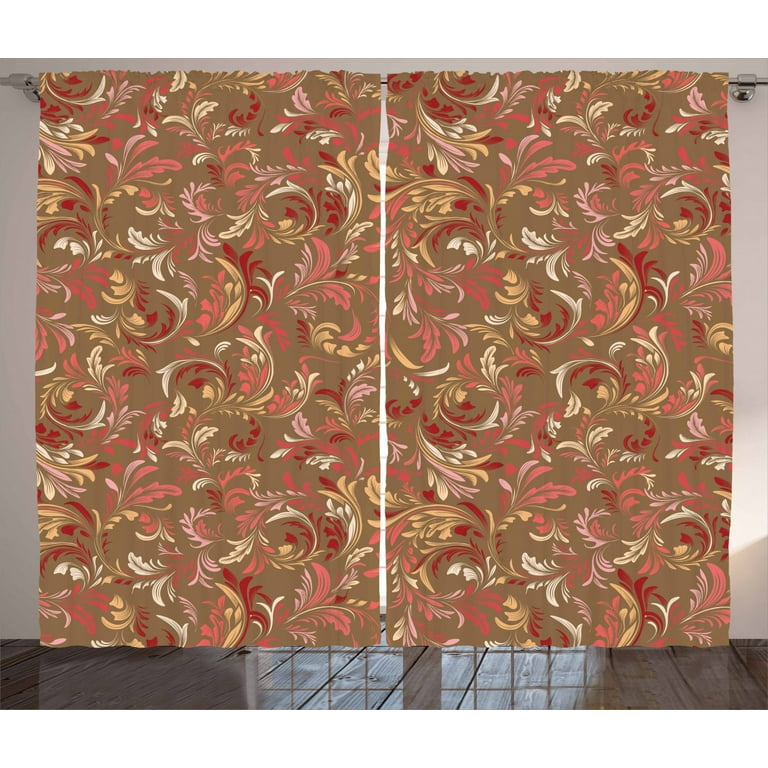 Red And Gold Damask Curtains