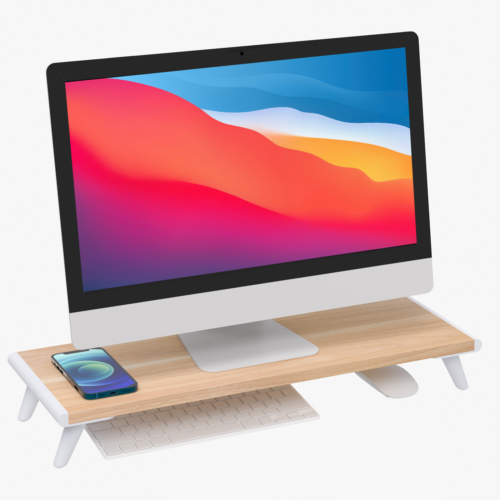 Mind Reader PC, Laptop, IMAC Monitor Stand and Desk Organizer, White ...