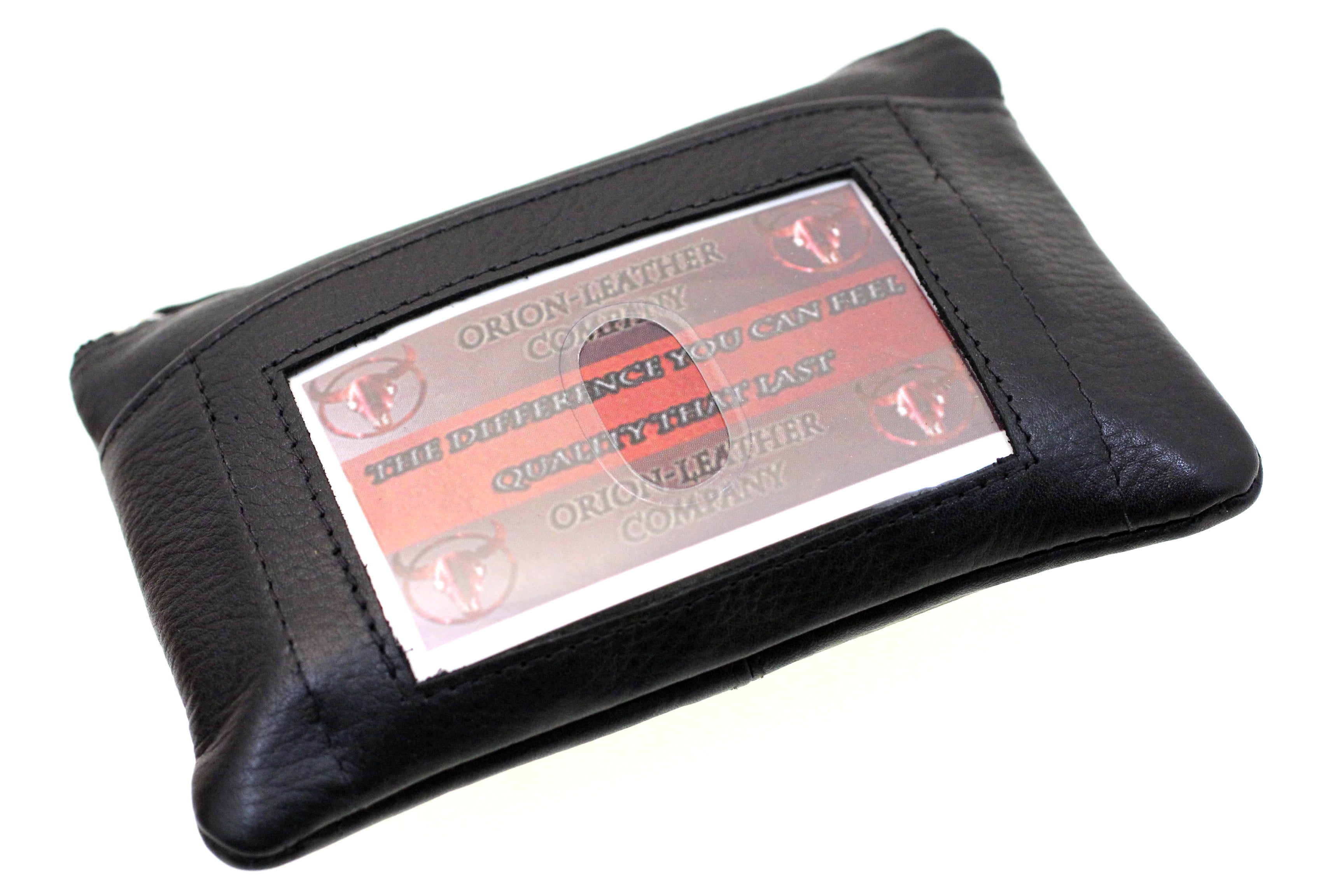 Large Coin Purse Women Change Pouch Genuine Leather Zipper Closed ID ...