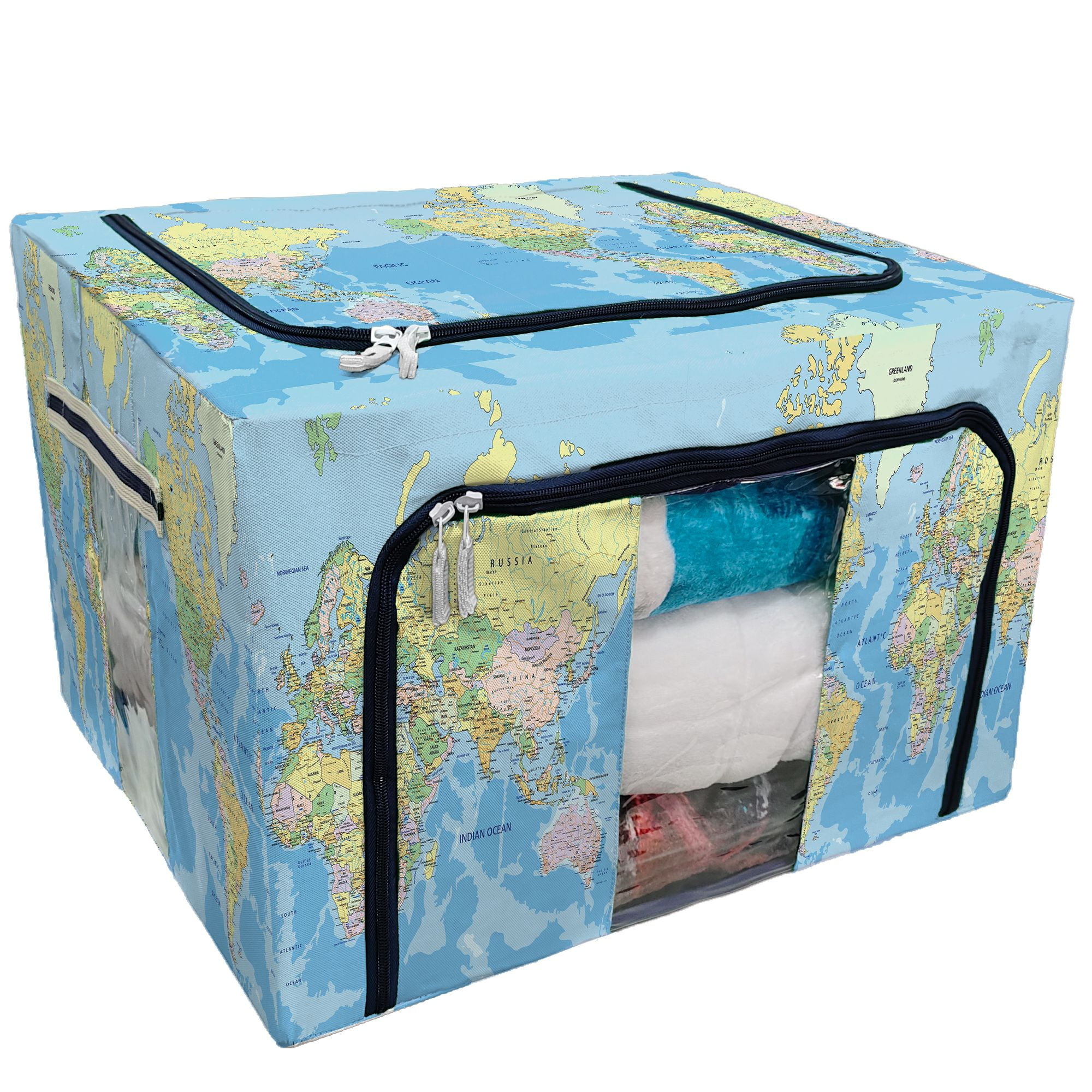 ABPHQTO Highly Detailed Political World Map Labeling Storage Bag Clear ...