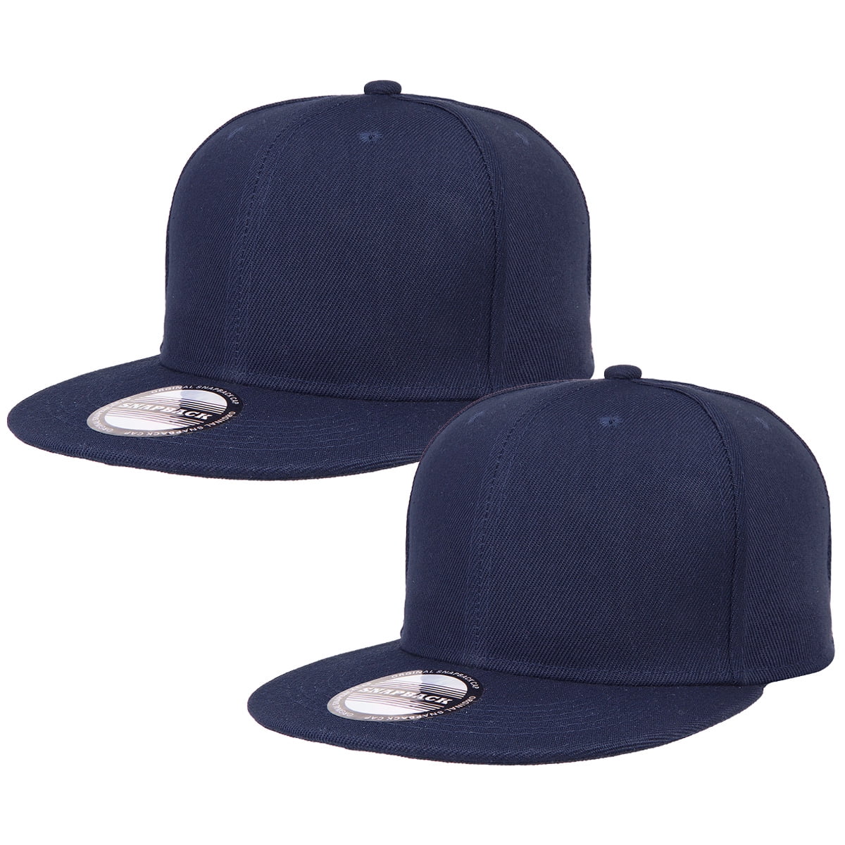 2-pack Classic Snapback Hat Cap Hip Hop Style Flat Bill Blank Solid ...