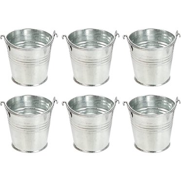 Elegant Expressions by Hosley Silver 6", Galvanized Metal Bucket Pails ...
