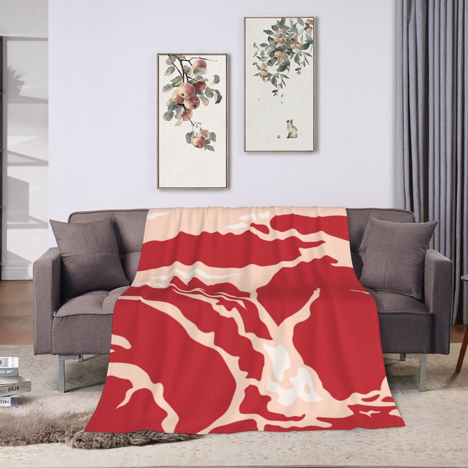 ZNDUO Vector Meat Texture Pattern Throw Blanket, Lightweight Cozy Soft ...