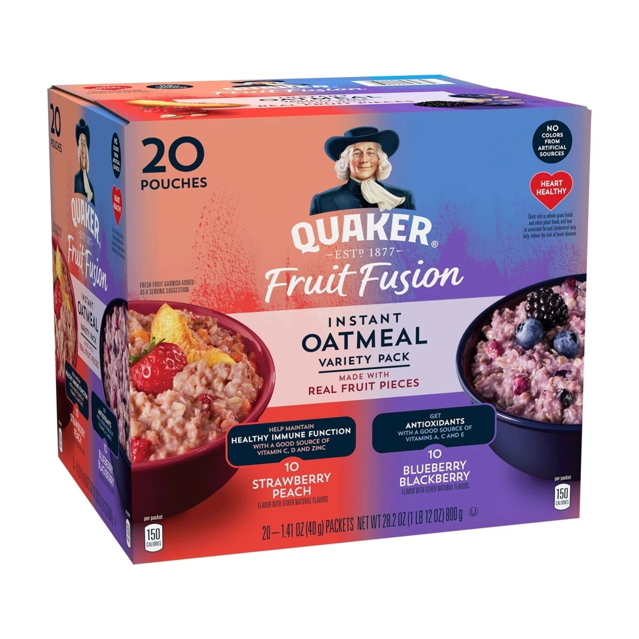 Quaker Fruit Fusion Instant Oatmeal Variety Pack, 1.41 Ounce (Pack of ...