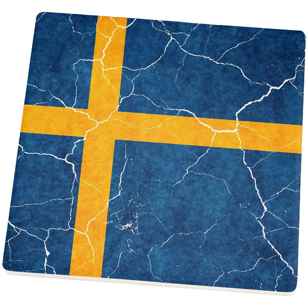 Distressed Swedish Flag Square Sandstone Coaster - Walmart.com