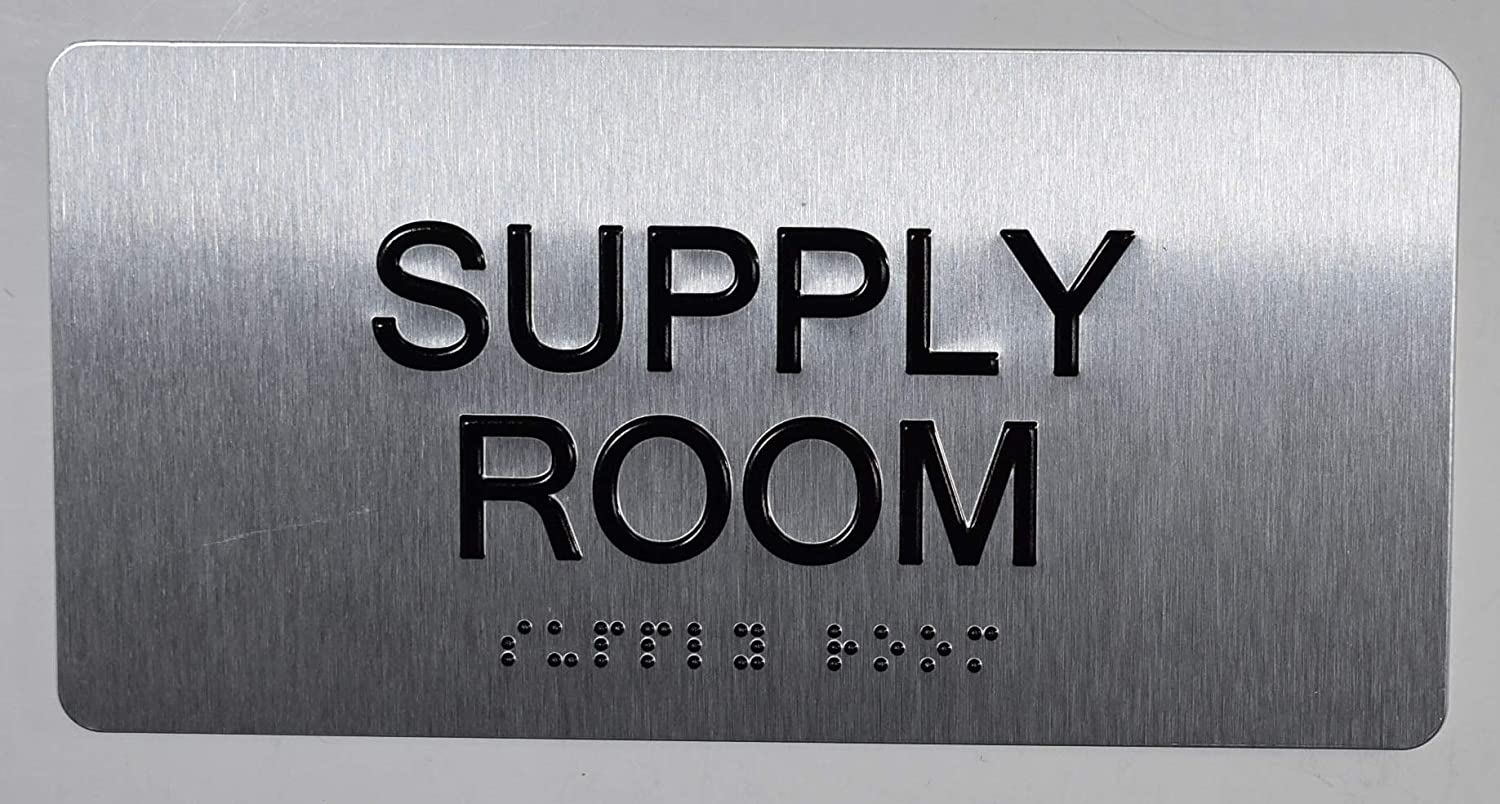 Supply Room Sign Silver-Tactile Touch Braille Sign (Aluminium !!, Brush ...