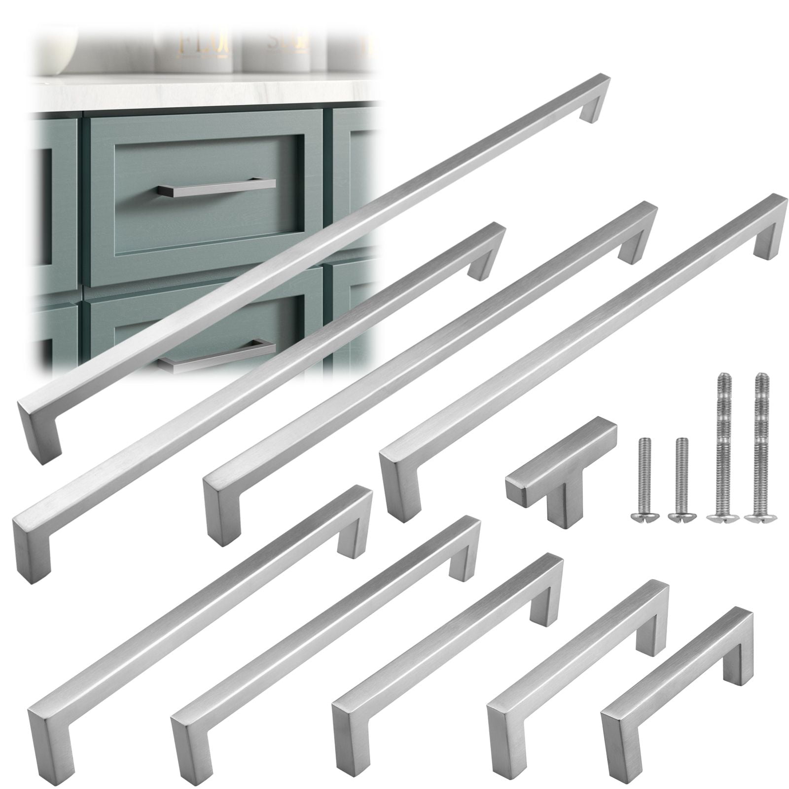 Modket M1603 Modern Euro Square Cabinet Handle 304 Stainless Steel — 5 ...