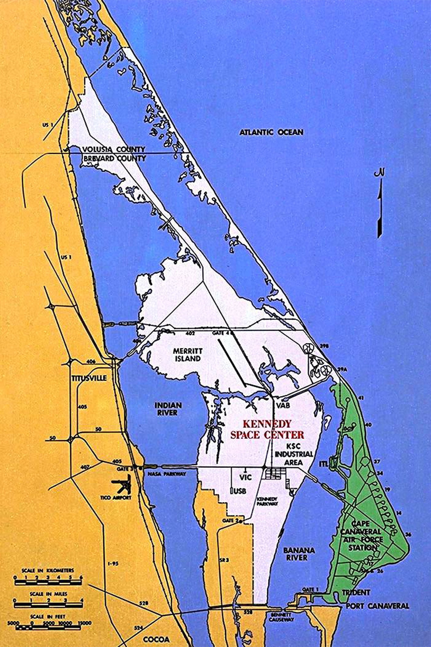 24x36 gallery poster, Map of Cape Canaveral with Kennedy Space Center ...