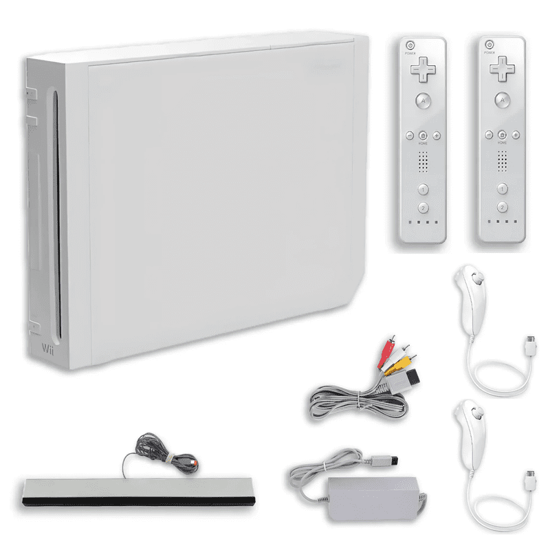 Pre-Owned Nintendo Wii Game Console with 2 RetroFam Remotes & Nunchucks ...