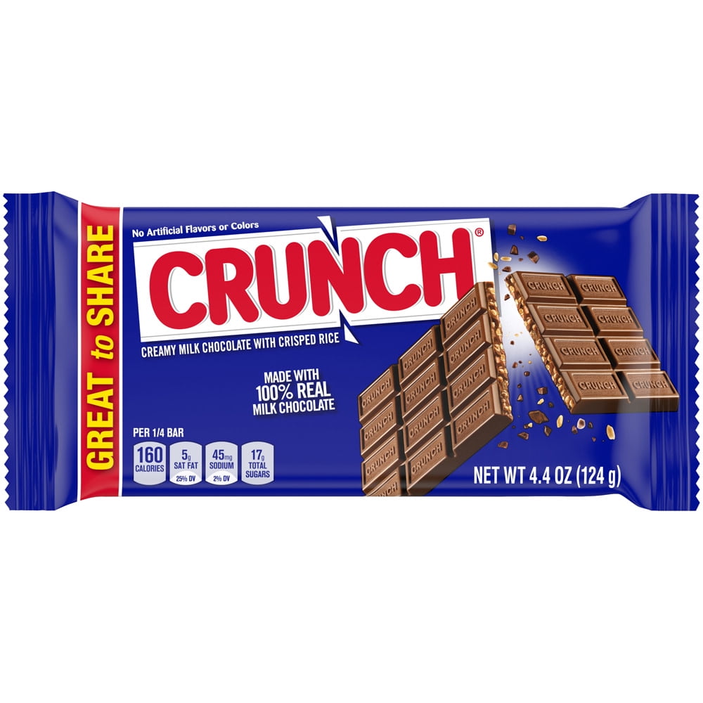 Crunch Chocolate Bars, 100% Real Milk Chocolate, 4.4 oz - Walmart.com ...