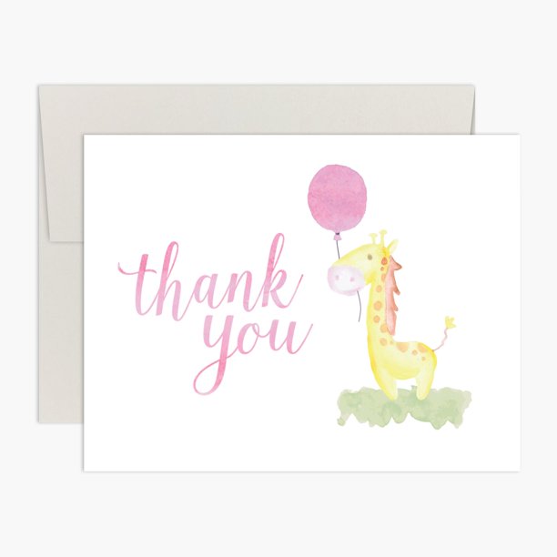 Gee, Thank You! Watercolor Baby Giraffe Thank You Card - Walmart.com