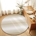 Brown Striped Washable Round Area Rug 7 ft, Modern Farmhouse Stripe ...