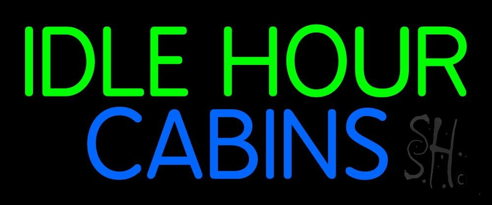 Idle Hour Cabins 2 LED Neon Sign 6" Tall x 15" Wide - inches Black ...