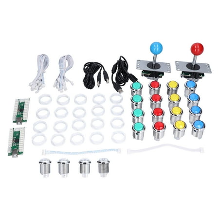 Noref LED Arcade Buttons Set,2 Player Arcade DIY Kit 8 Ways Joystick LED Arcade Buttons USB ...