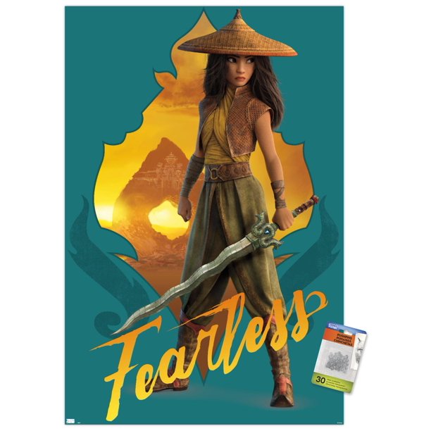 Disney Raya and the Last Dragon - Fearless Wall Poster with Push Pins ...