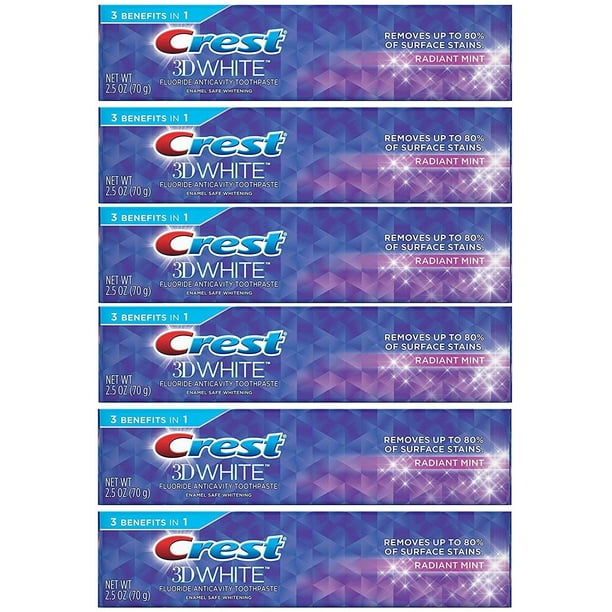 Crest 3D White Toothpaste, Radiant Mint, 2.5 Oz (Pack Of 6) - Walmart.ca