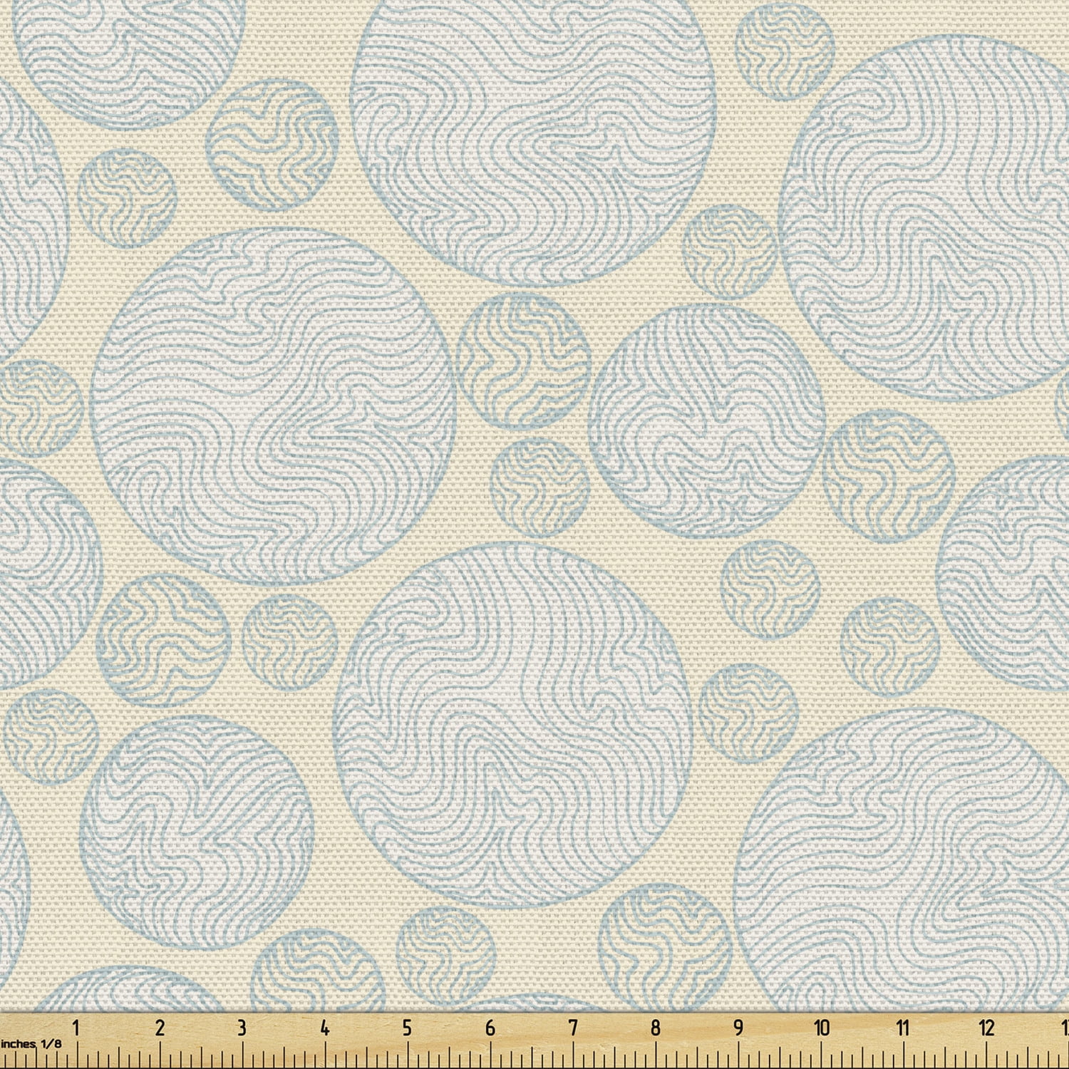 Neutral Color Fabric by the Yard Upholstery, Geometric Circles of Inner ...