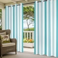 Aqua Gradient Stripes Outdoor Curtains for Patio, Minimalist Abstract ...