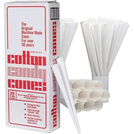 Cotton Candy Cones (12 Inch) Case of 200 Disposable Paper Sticks Count ...