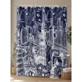 Abstract Shower Curtain, Navy Blue and White Global Landmarks Collage ...