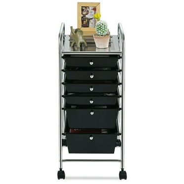5 Drawer Storage Cart with Organizer Top Black - Walmart.com
