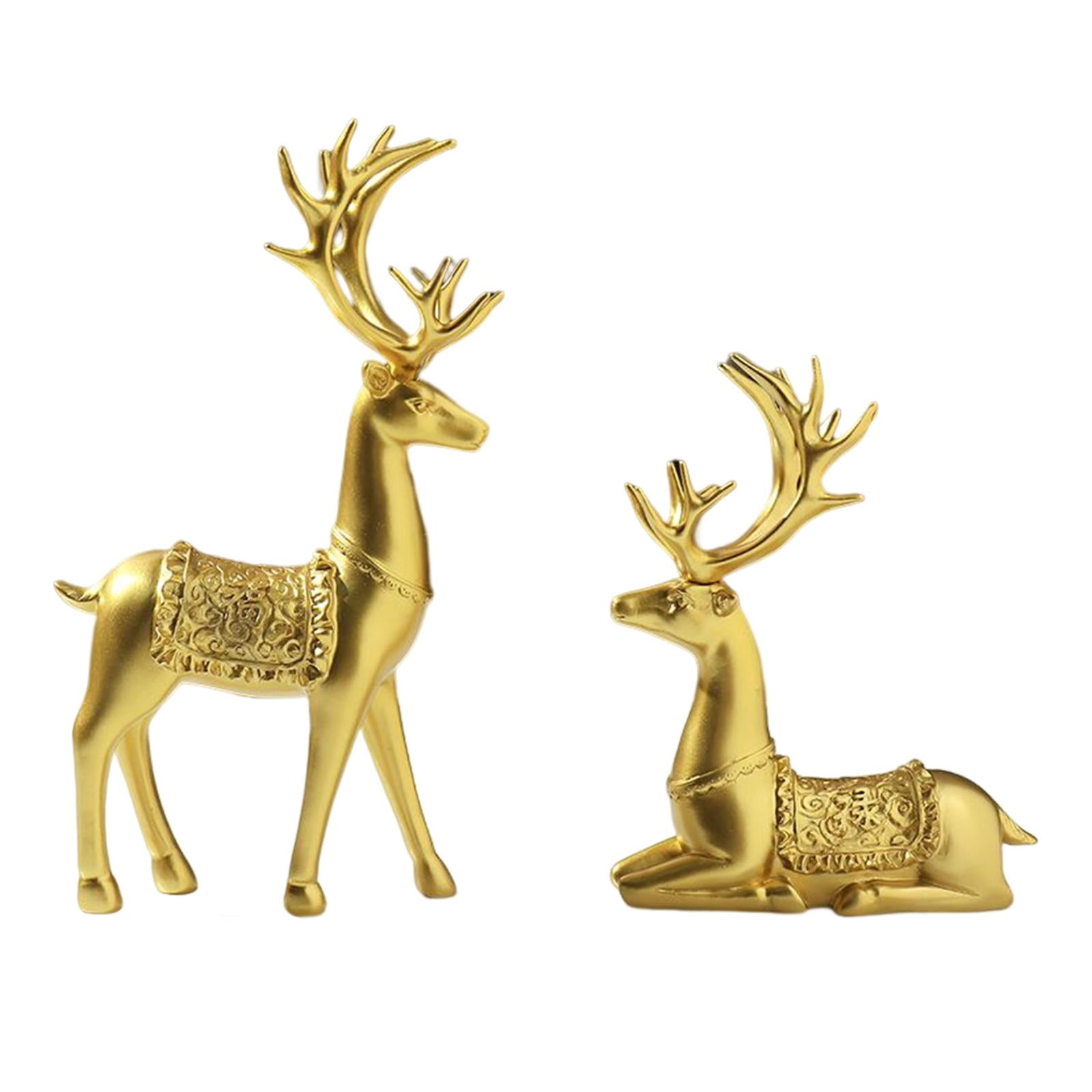 2Pcs Modern Reindeer Figurines Animal Ornament Sculpture Resin Craft ...