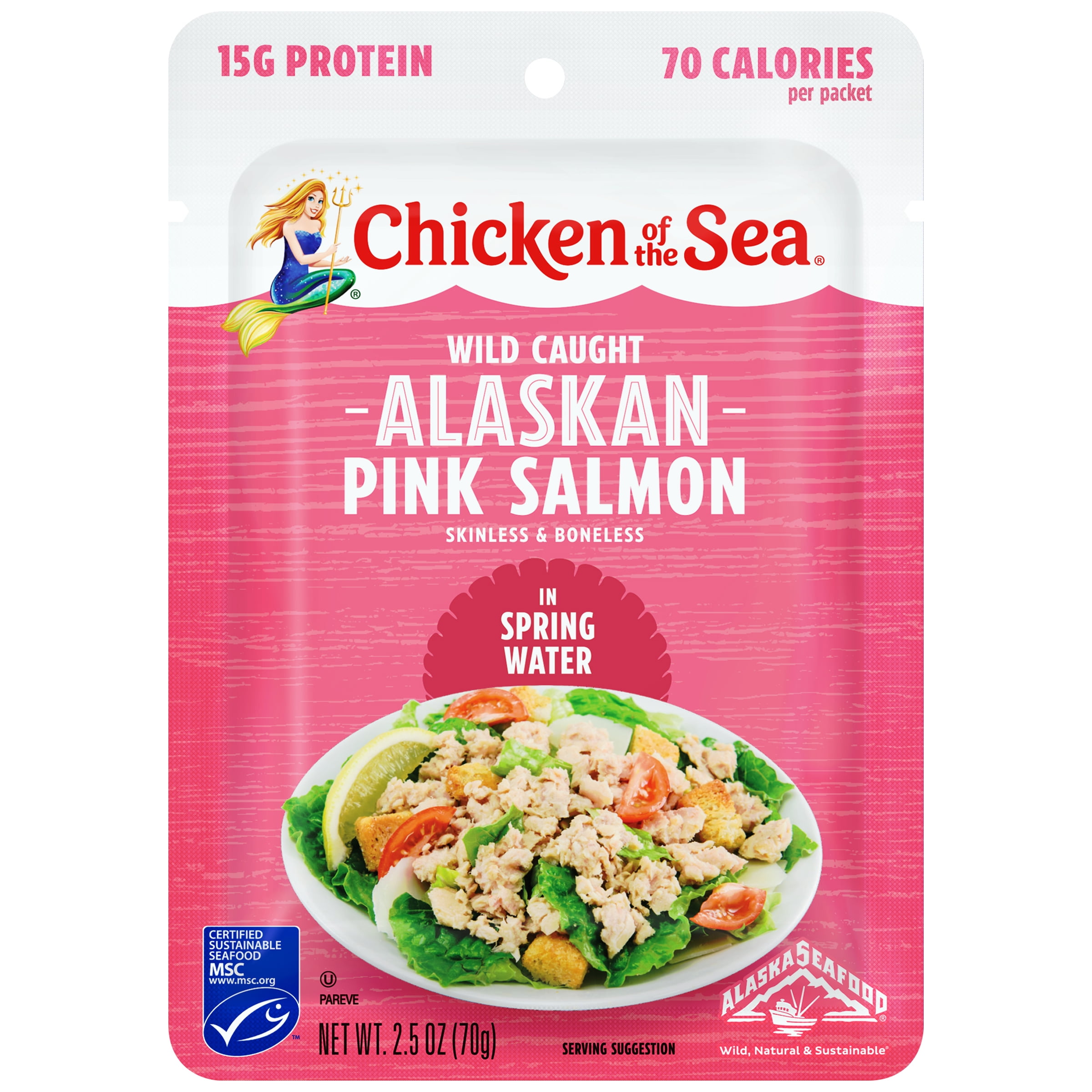 Chicken of the Sea Wild-Caught, Skinless & Boneless Pink Salmon, 2.5 oz ...