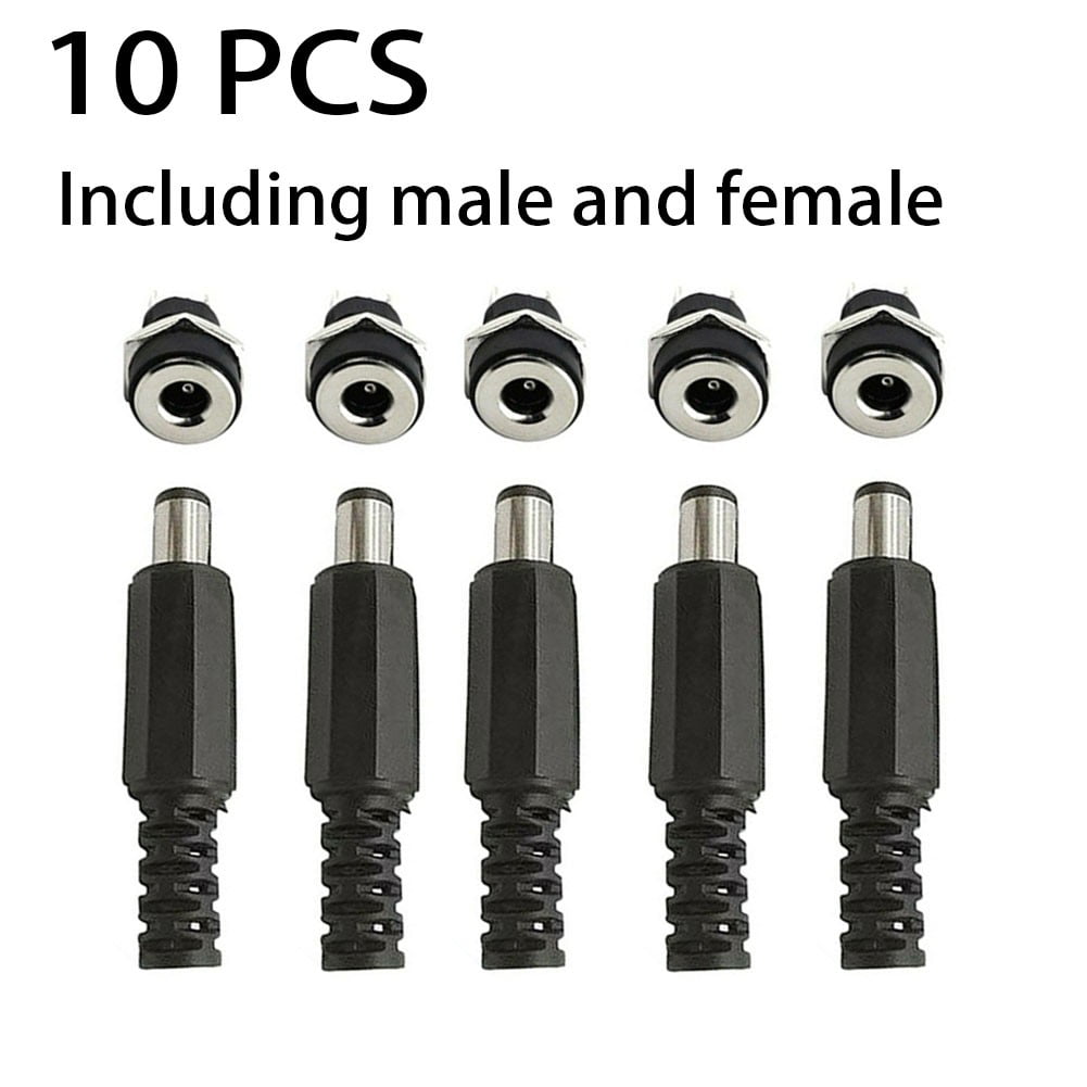 10 Pcs Male Barrel Jack Plug Female Socket Panel Mount Dc 12V Power ...