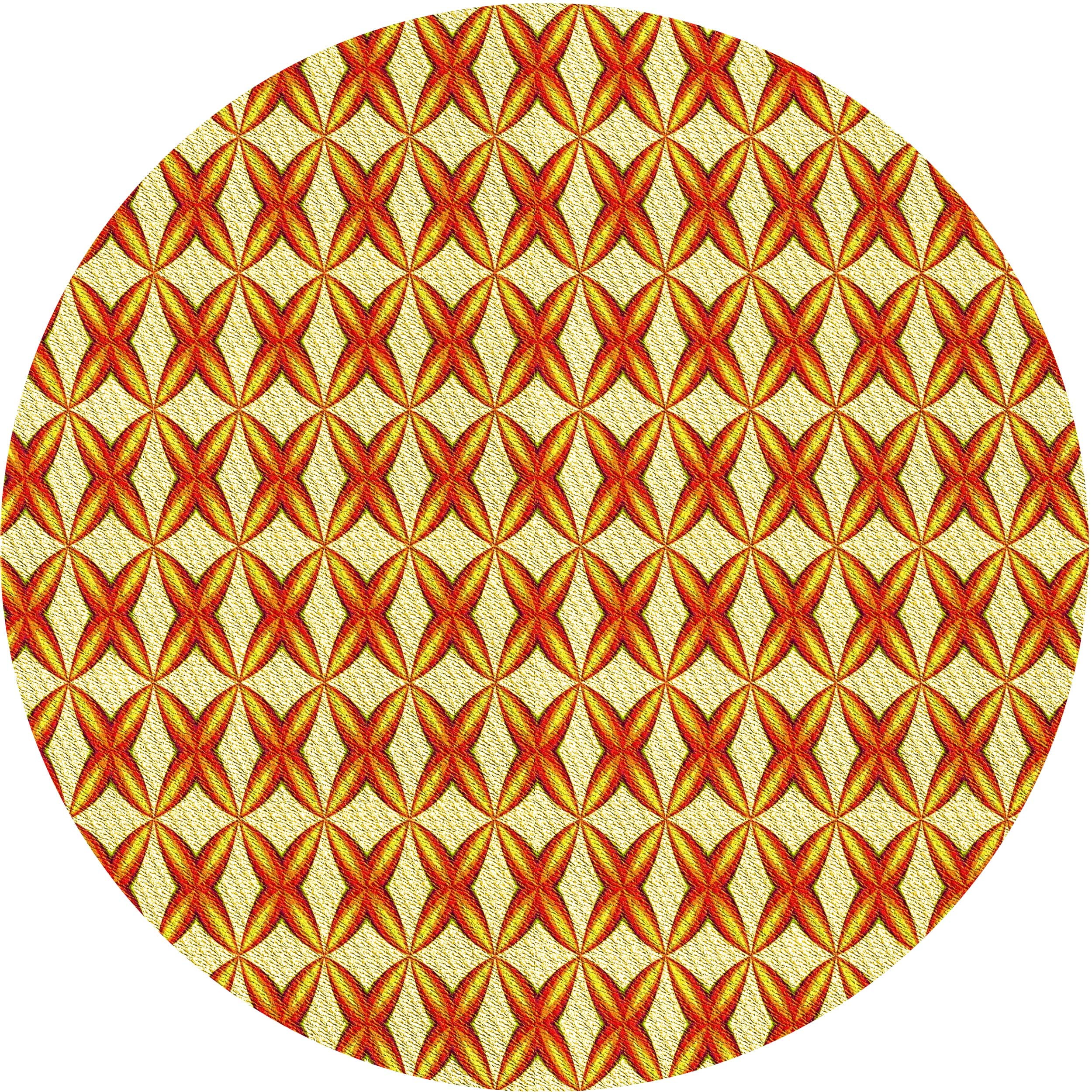 Ahgly Company Indoor Round Patterned Bold Yellow Area Rugs, 5' Round ...