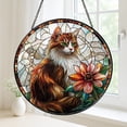 Golden Cat Stained Glass Suncatcher, Decorative Window Hanging ...