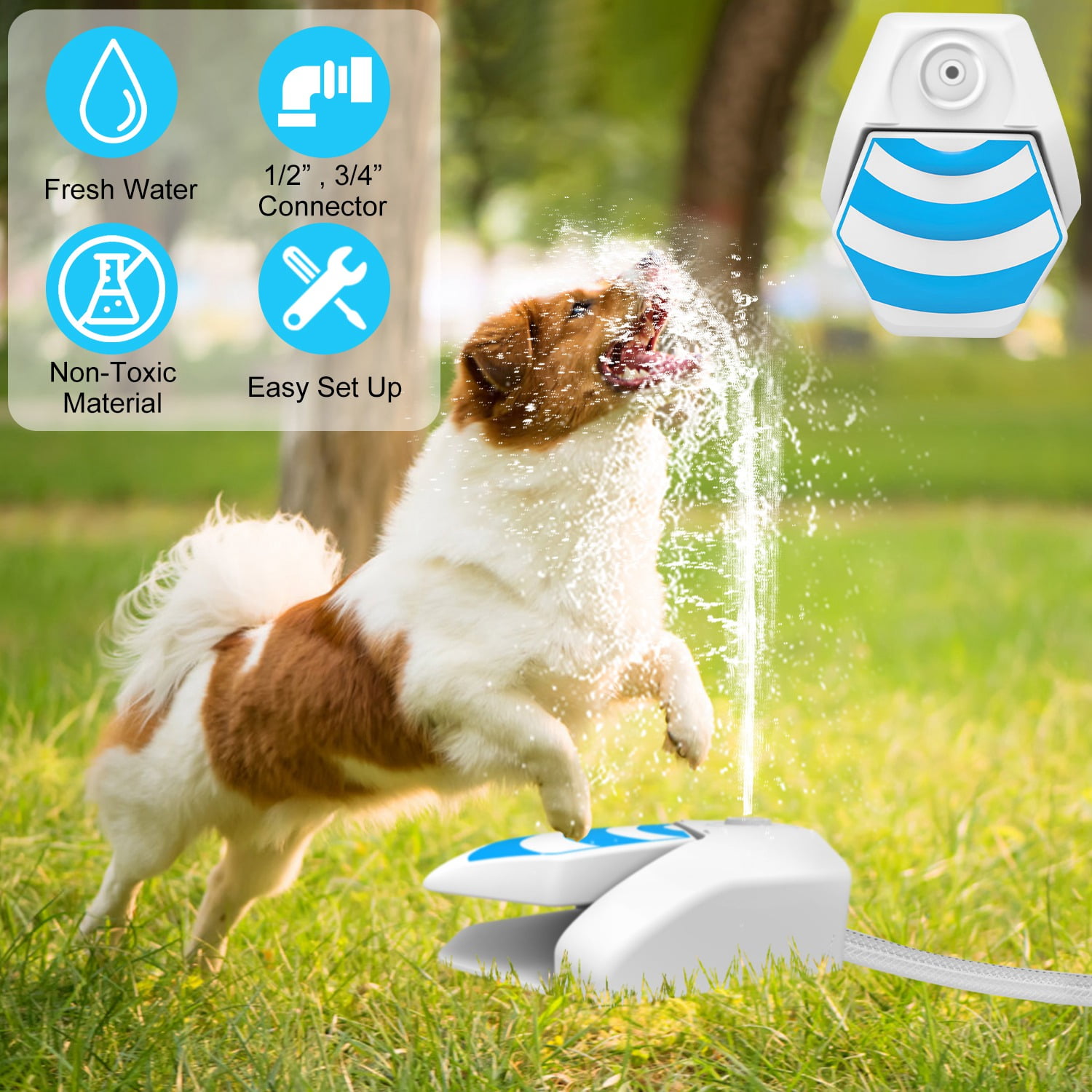 iMounTEK Outdoor Dog Water Fountain Step-on Fountain Dog Toy for ...