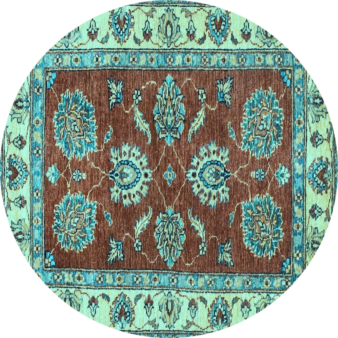 Ahgly Company Indoor Round Oriental Light Blue Traditional Area Rugs, 5 ...
