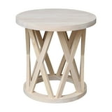 Round Ceylon Solid Wood End Table Unfinished - Walmart.com