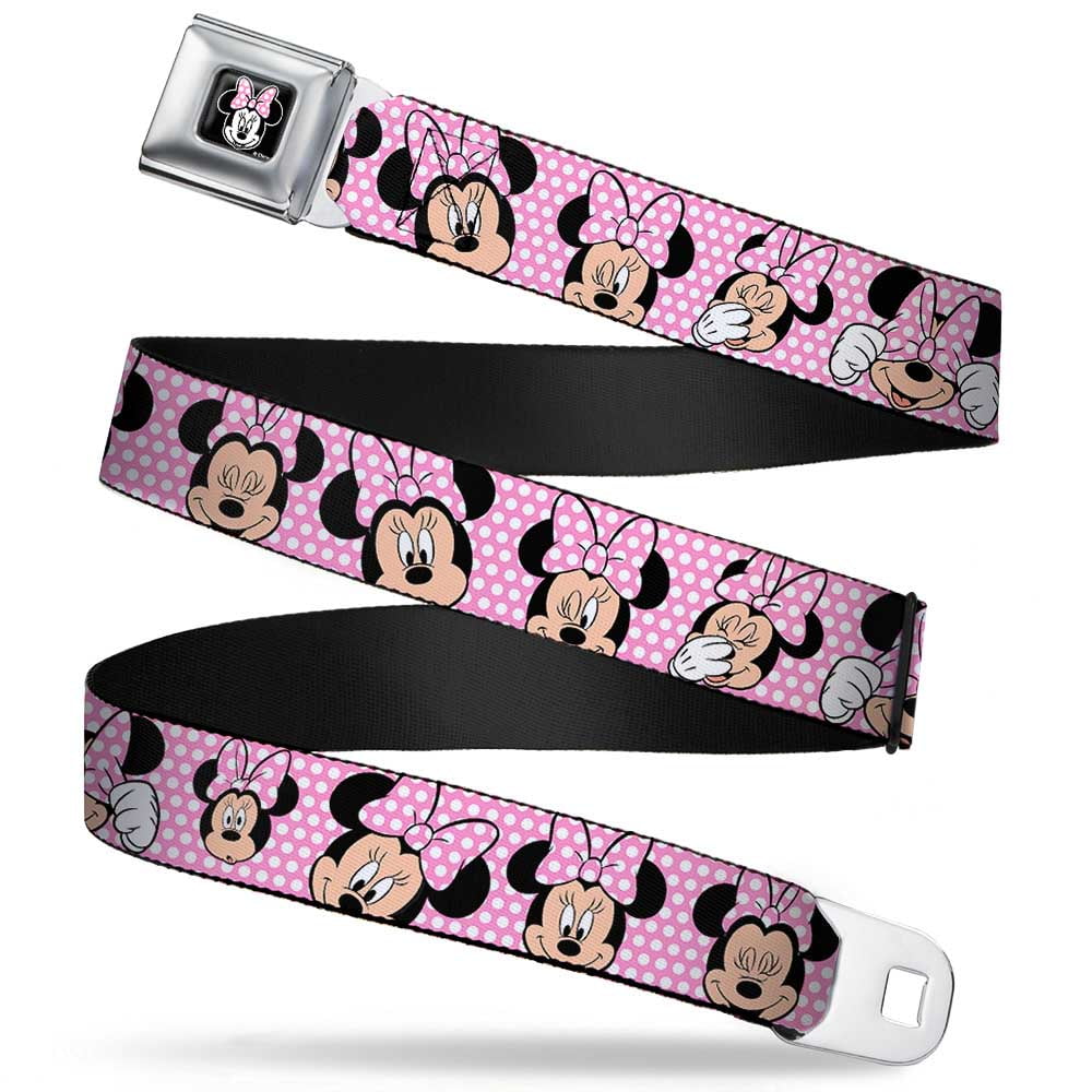 Minnie Mouse Face Fcg Pink Polka Dot Black 1.0" Chrome Minnie Mouse Web ...