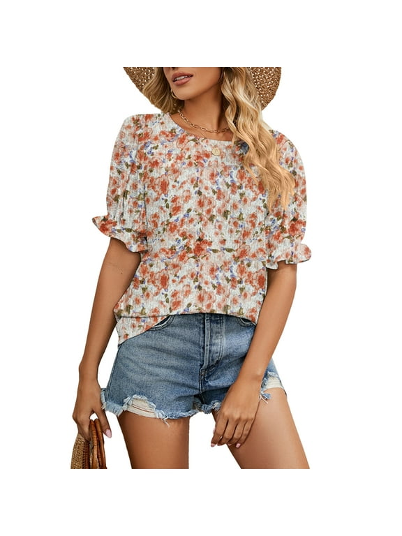 Celebrity Pink Juniors' Floral Top with Puff Sleeves, Sizes XS-XXXL ...