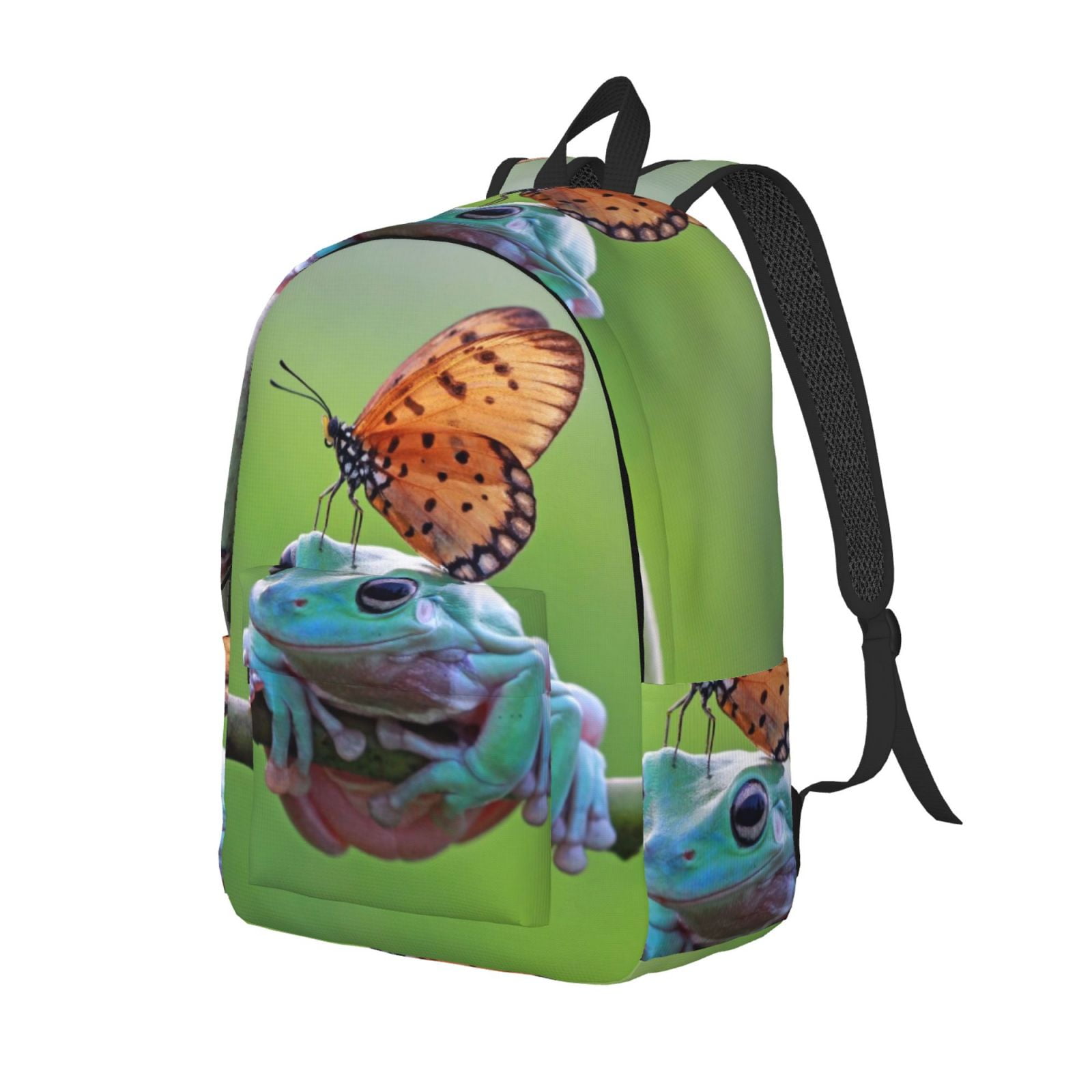 Disketp Butterfly Landing On Head Dumpy Frog print Canvas Backpack ...