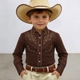 Bmisegm Boys Button Down Shirt Western Cowboy Print Casual Soft Blend ...