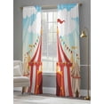 Cartoon Stripe House Flag Chiffon Sheer Curtains 84 Inches Long Blue ...